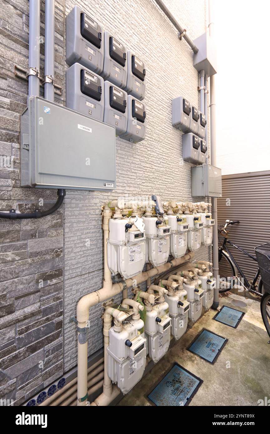 Gas meter at an apartment block Stock Photo - Alamy