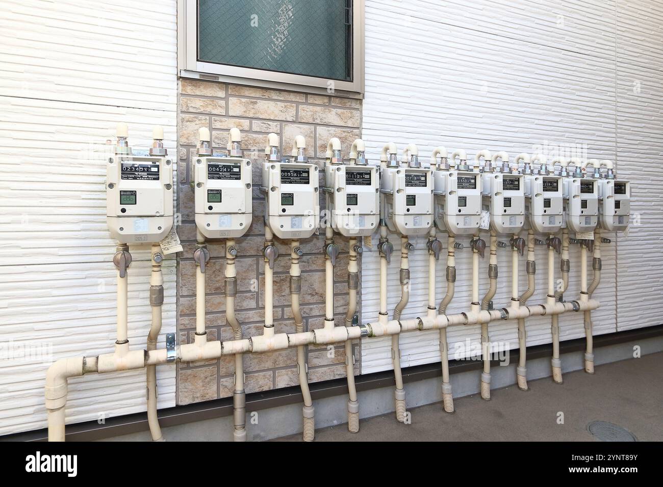 Gas meter at an apartment block Stock Photo - Alamy
