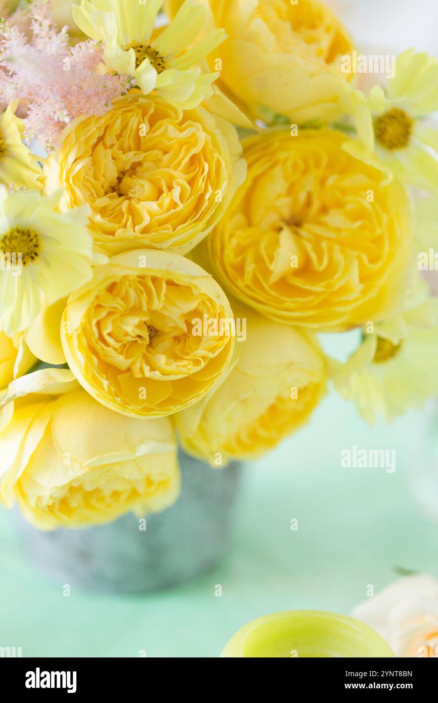 Yellow rose arrangement Stock Photo - Alamy