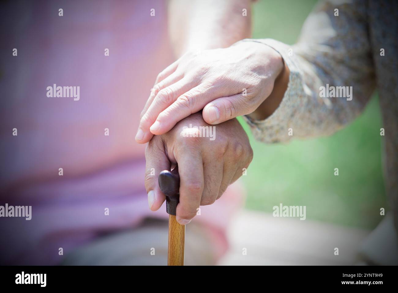 Senior citizen holding a cane Stock Photo - Alamy