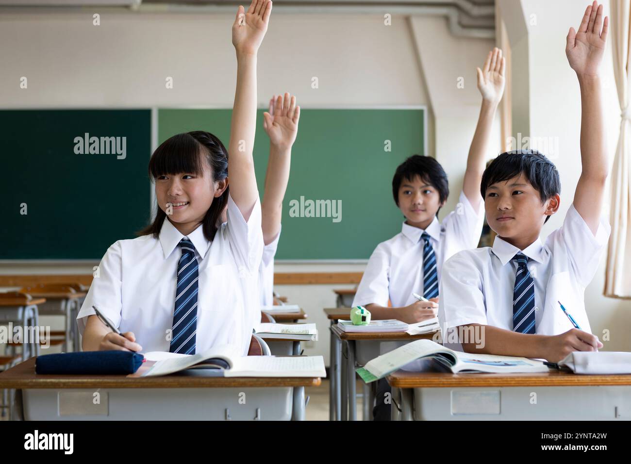 Student enthusiasm girl hand hi-res stock photography and images - Alamy
