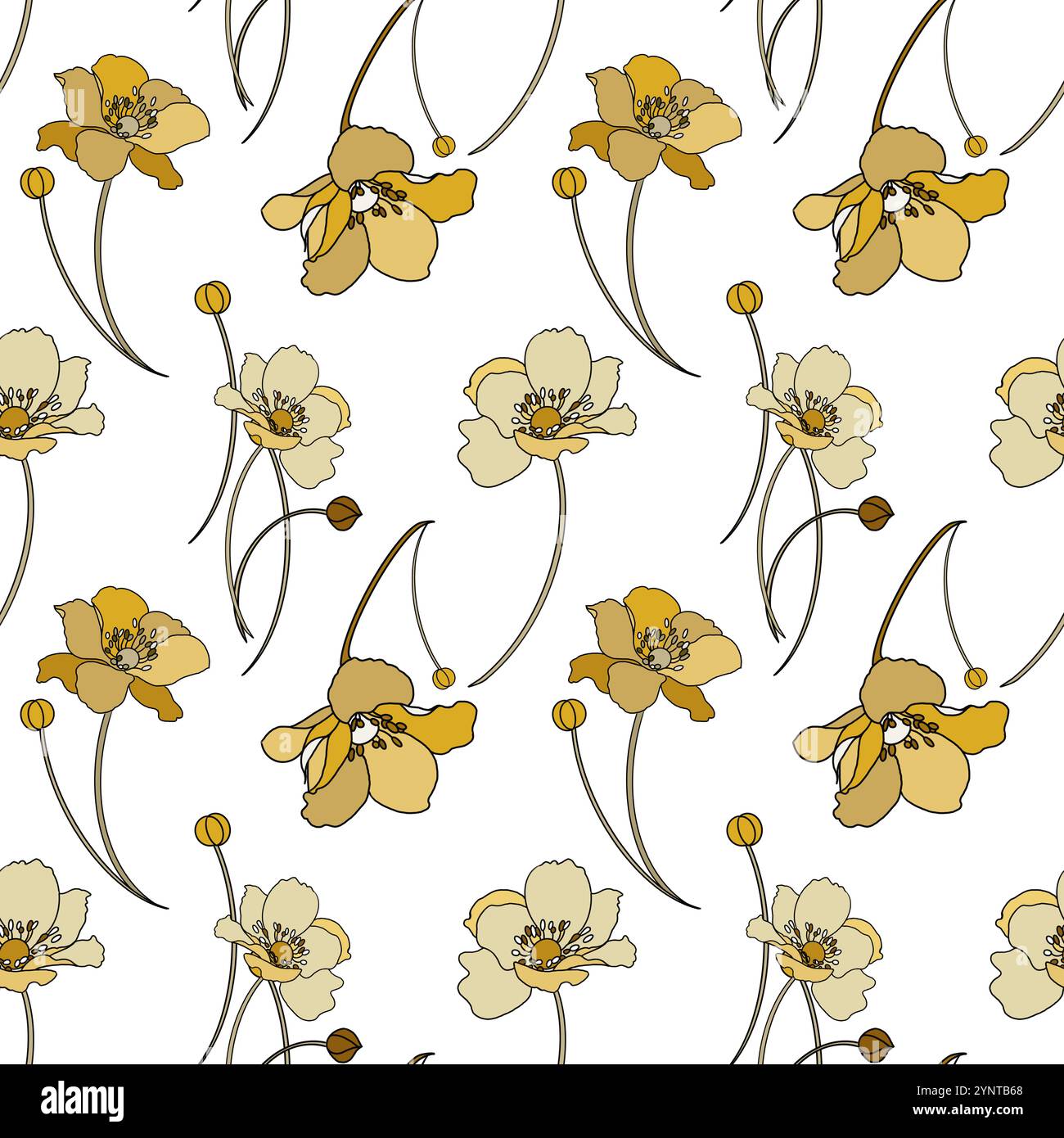 Vector seamless flowers pattern hi-res stock photography and images - Alamy