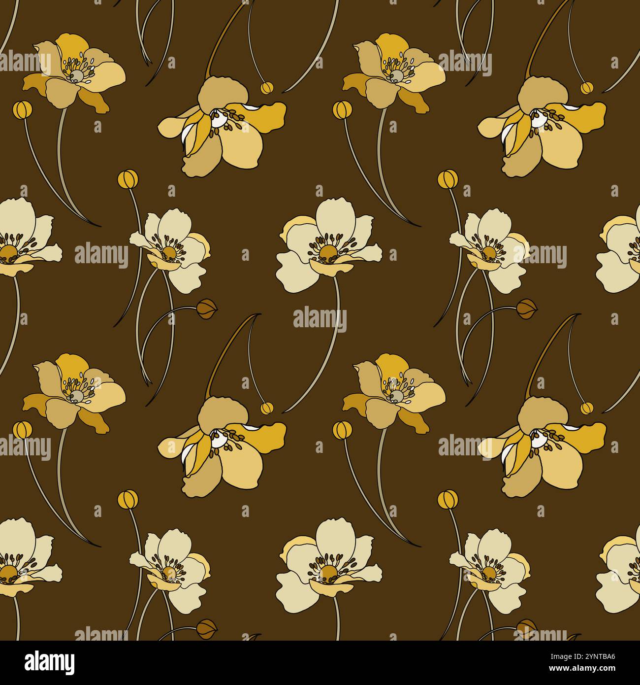Seamless pattern with yellow flowers hi-res stock photography and ...