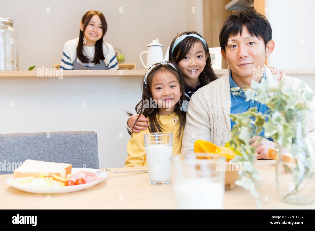 Family breakfast scene Stock Photo - Alamy