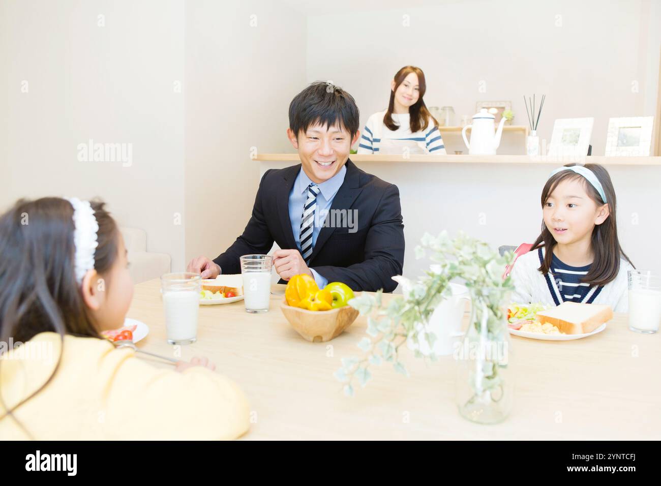 Family breakfast scene Stock Photo - Alamy