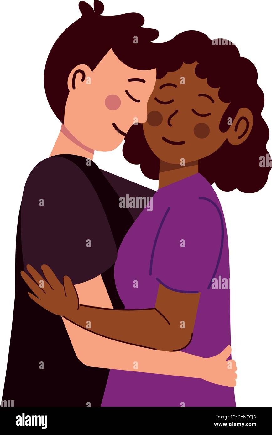 Young woman hug man Stock Vector Images - Alamy
