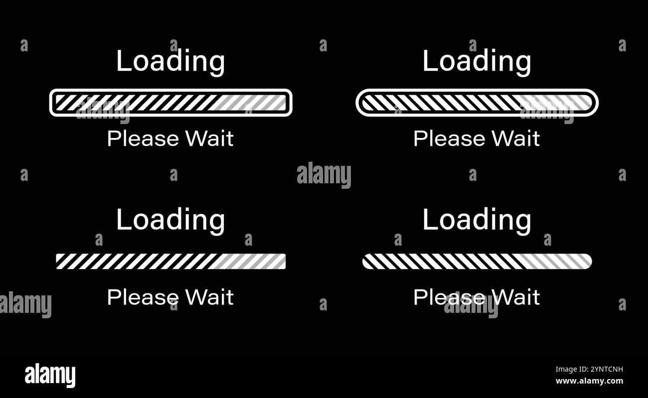 Tilted Lines Loading Please Wait Symbol Set In Black Color Set Of Slant Lines Loading