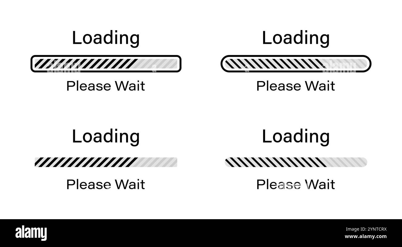 Tilted Lines Loading Please Wait Symbol Set In Black Color Set Of Slant Lines Loading