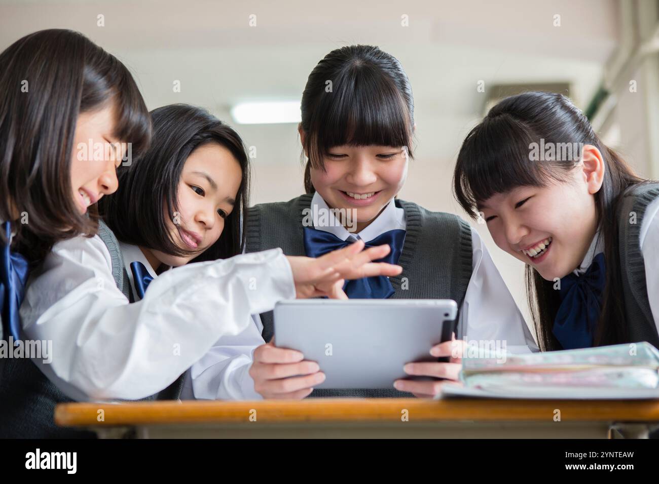 Female student using a tablet device Stock Photo - Alamy