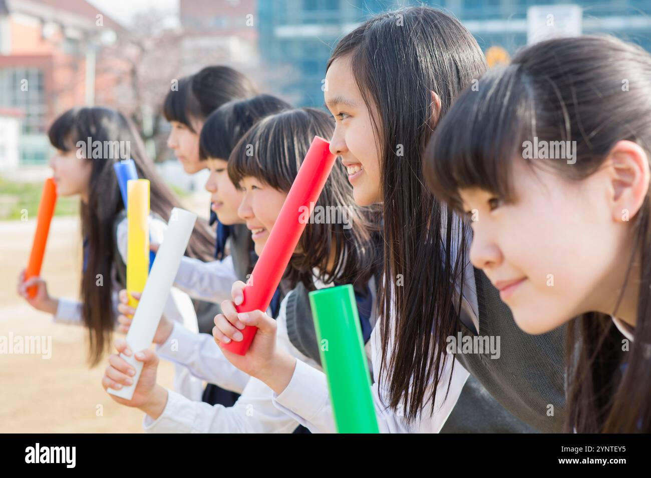 Female student with baton Stock Photo - Alamy
