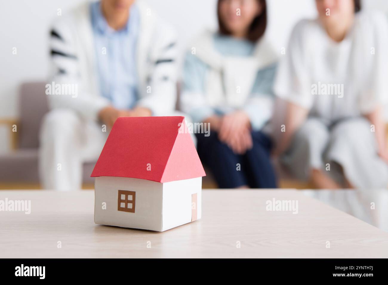 Family looking at small house Stock Photo - Alamy