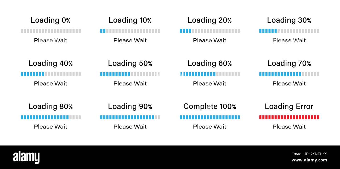 Percentage loading bar infographics set progressing from 0 to 100 ... Percentage loading bar infographics set progressing from 0 to 100 ...
