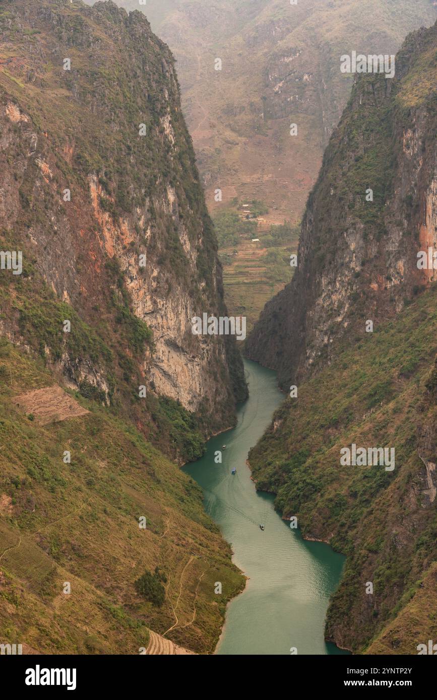 This captivating photograph showcases the dramatic landscape of Tu San ...