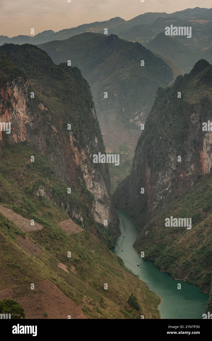 This captivating photograph showcases the dramatic landscape of Tu San ...