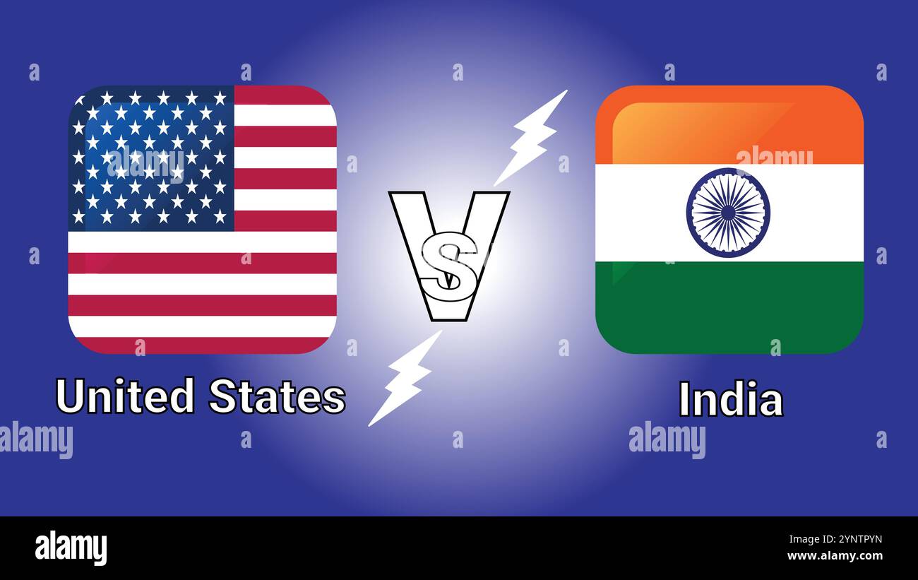 United States Vs India 3D Illustration vector flags in shaded Rounded ...