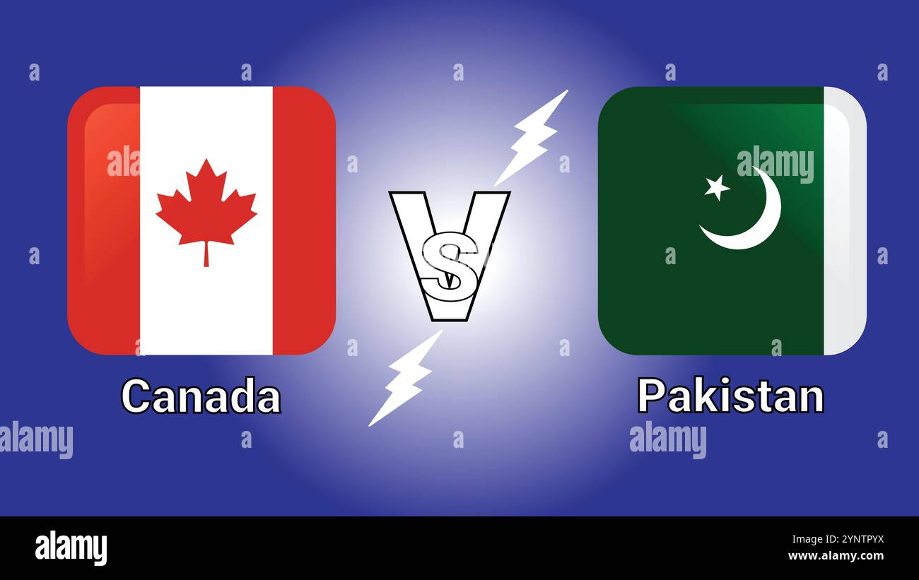 Canada Vs Pakistan 3D Illustration vector flags in shaded Rounded ...