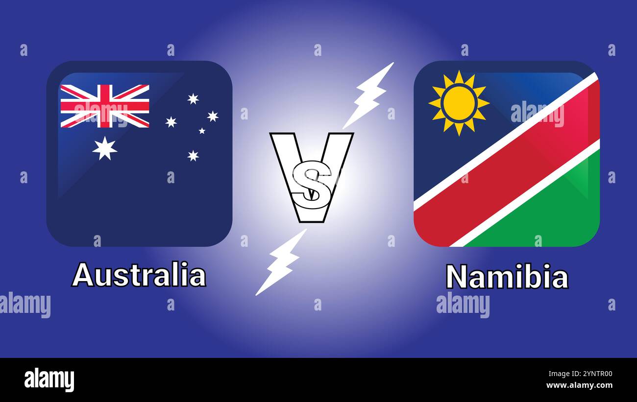Australia Vs Namibia 3D Illustration vector flags in shaded Rounded ...