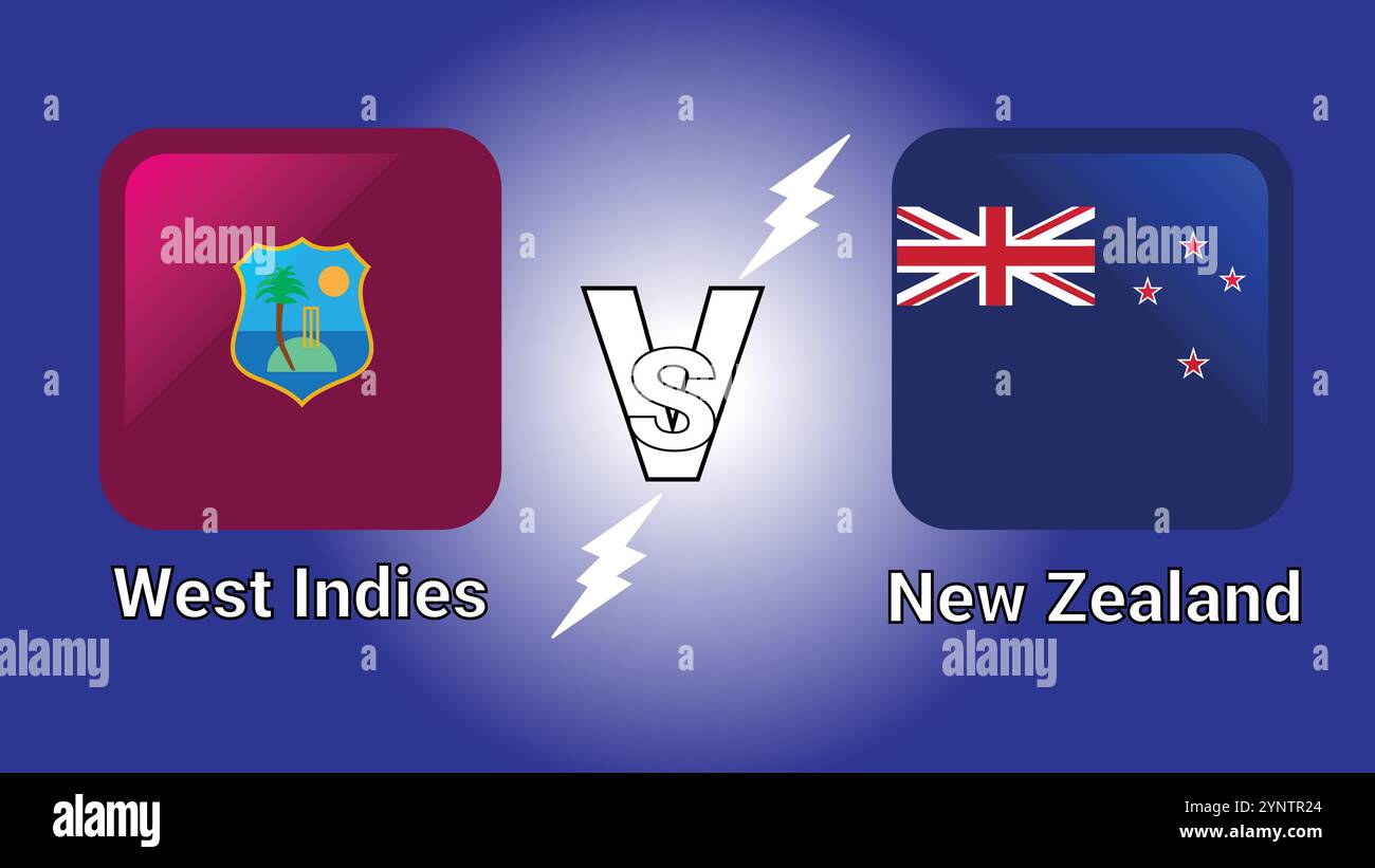 West Indies Vs New Zealand 3D Illustration vector flags in shaded ...