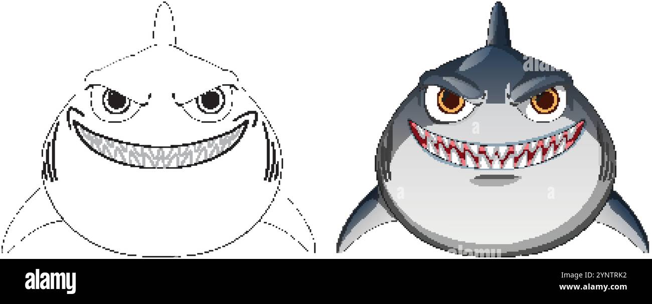 Vector illustration of a smiling cartoon shark Stock Vector Image & Art ...