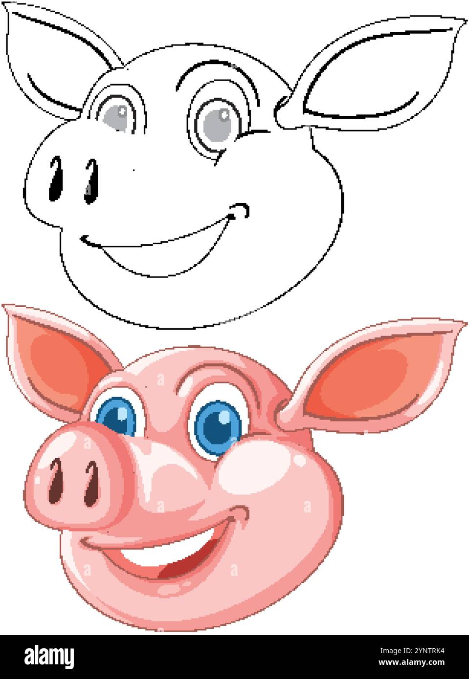 Colorful and outlined pig faces with big eyes Stock Vector Image & Art ...