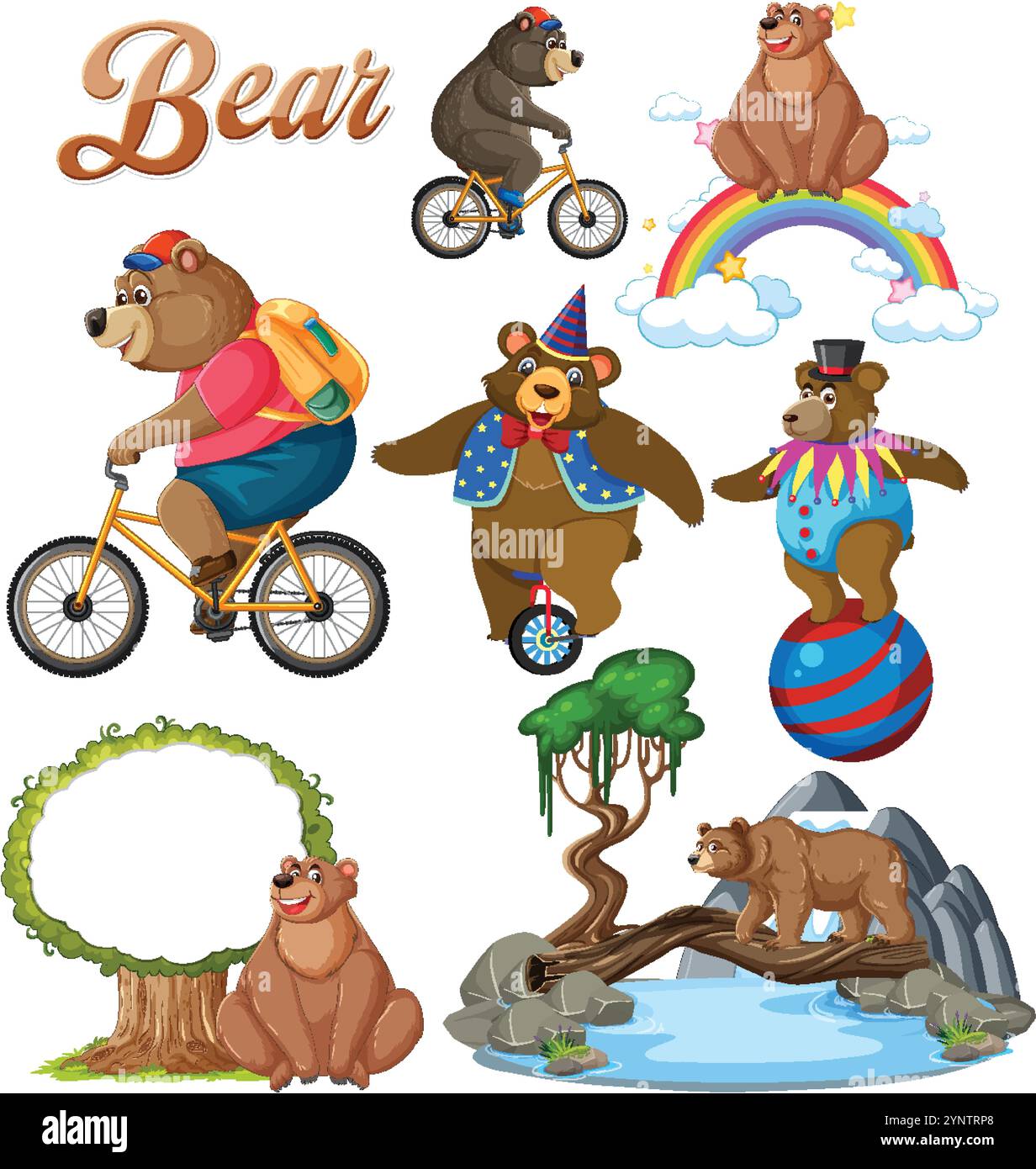 Illustration of bears cycling and performing tricks Stock Vector Image ...