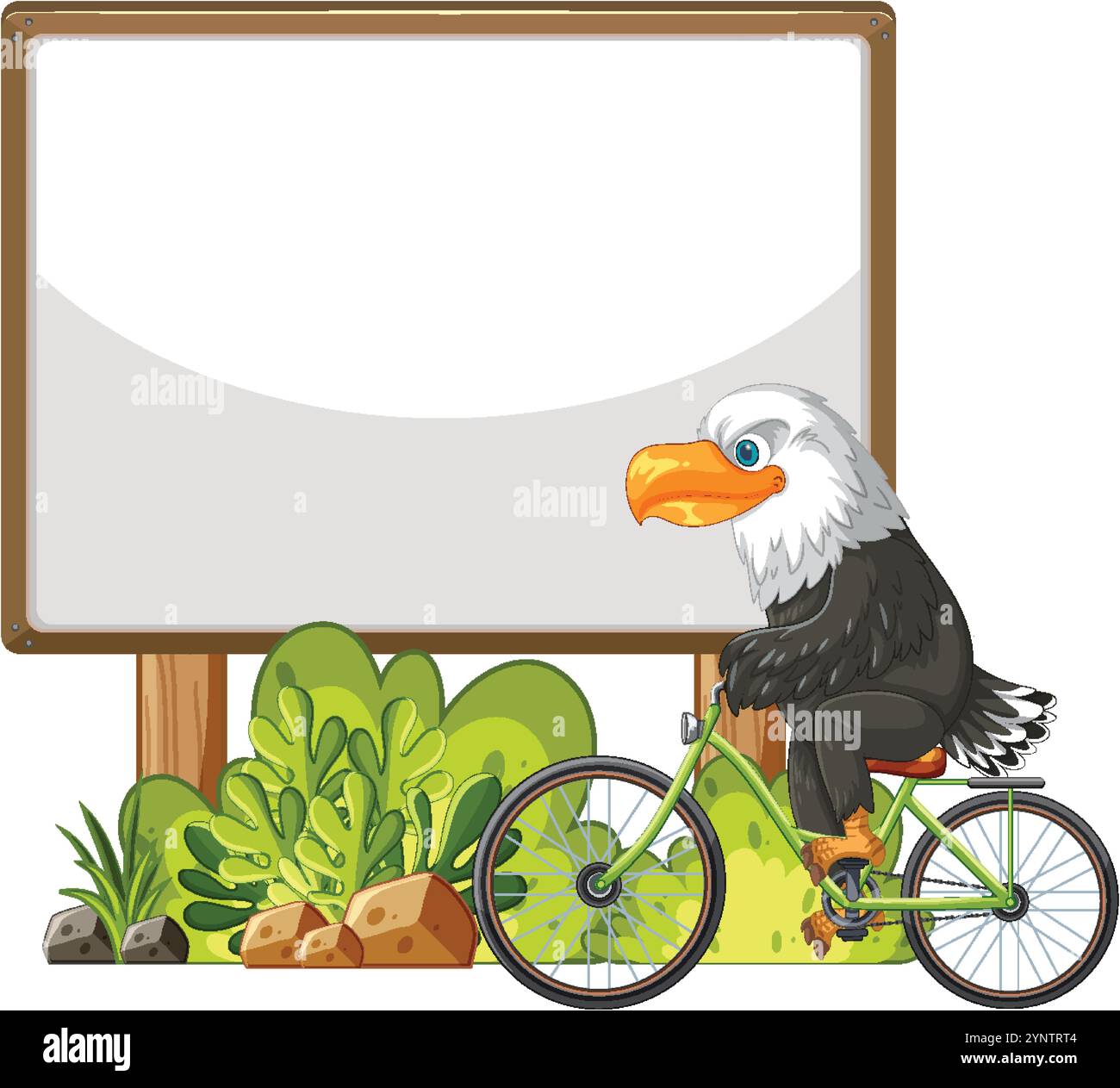 Eagle on bike beside a blank signboard Stock Vector Image & Art - Alamy