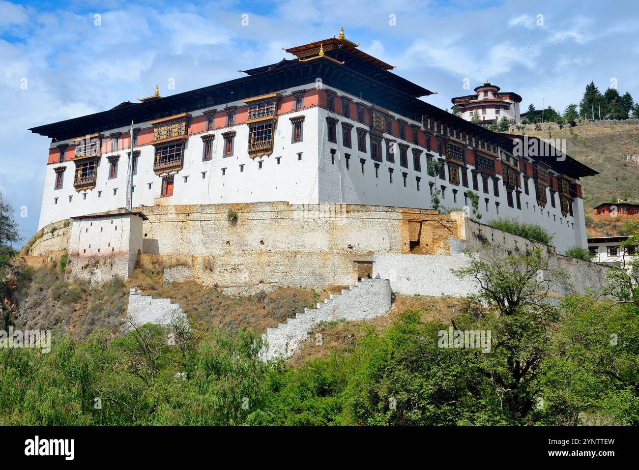 Partial view of the Rinpung Dzong, a large Drukpa Kagyu Buddhist ...