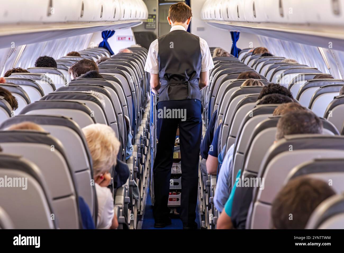 Cabin interior onboard flight from UK to Amsterdam with KLM Eastern ...