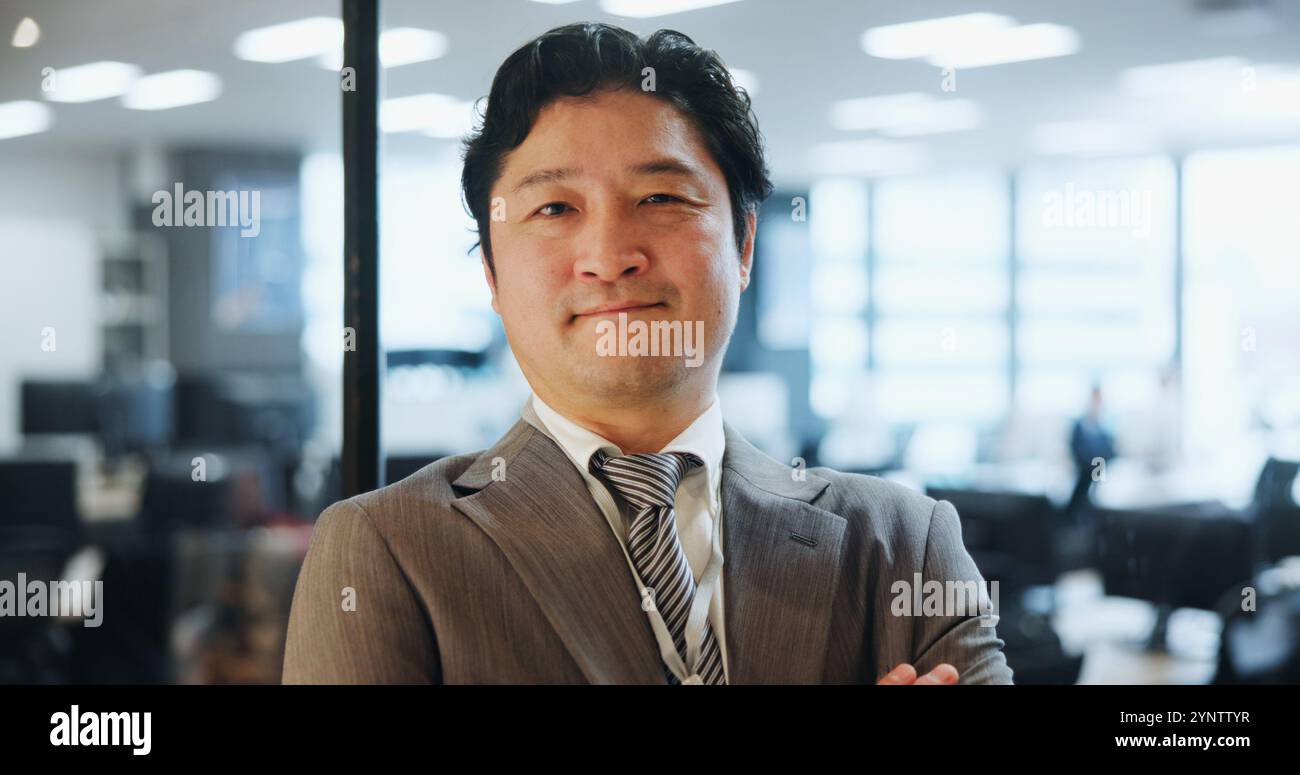 Japanese, businessman and portrait in office with pride, smile and ...