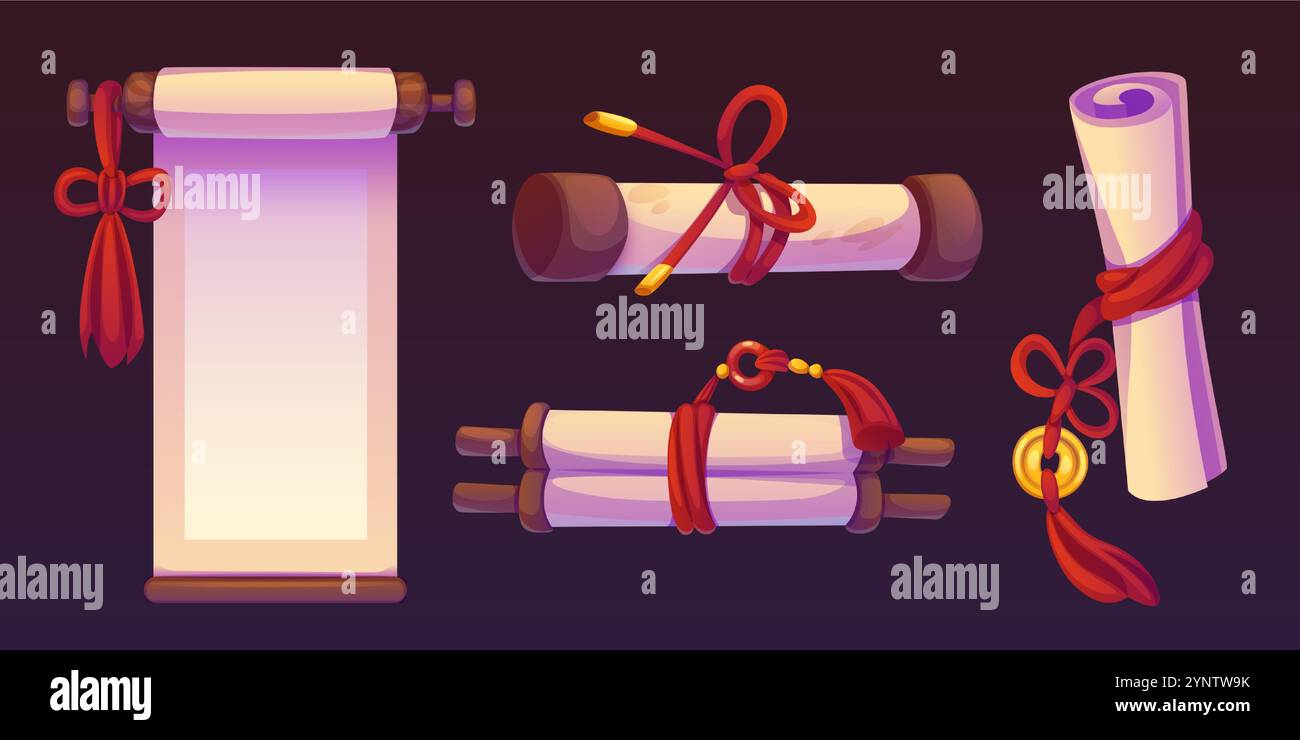 Chinese paper scroll frame in red and gold for game. Royal asian new ...