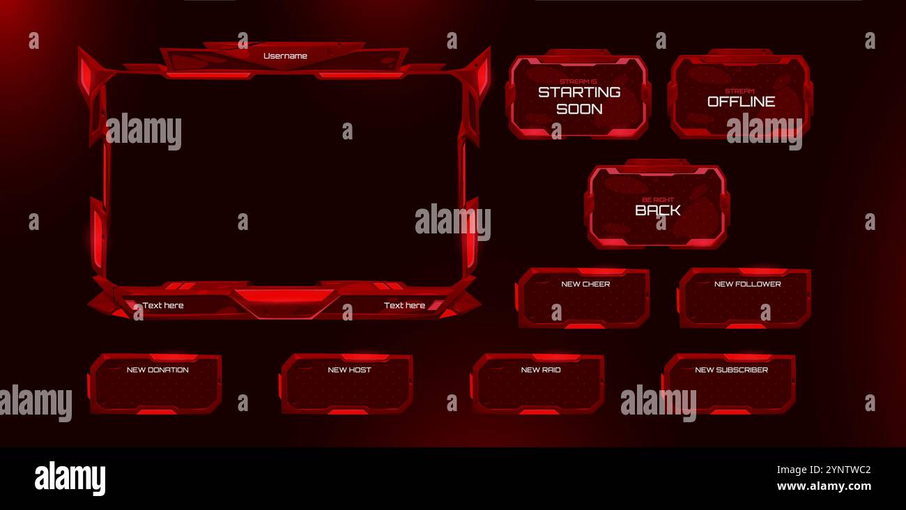 Game stream ui borders set isolated on black background. Vector ...