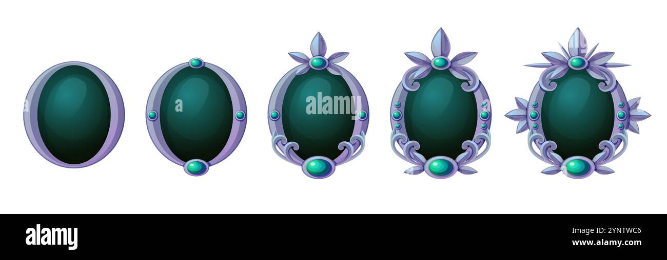 Game ranking system with silver frames and green crystals. Progress of ...