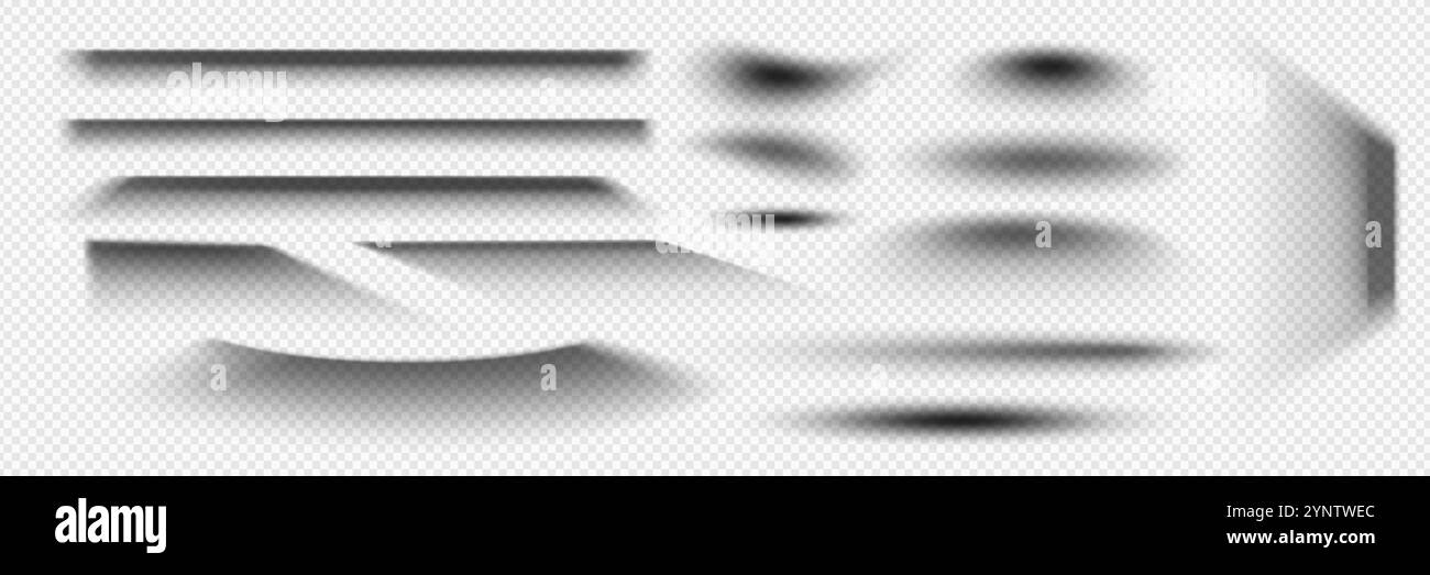 Various transparent shadows and straight linear to curved shapes on ...