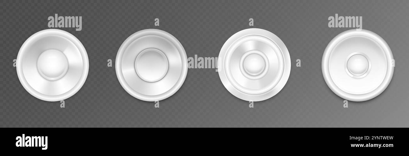 Minimalistic speaker cones in white color with concentric circular ...