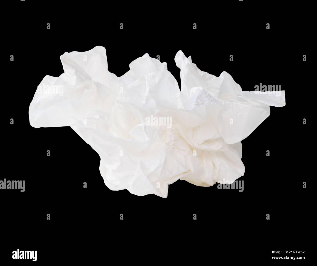 Side view of screwed or crumpled white tissue paper ball is isolated on ...