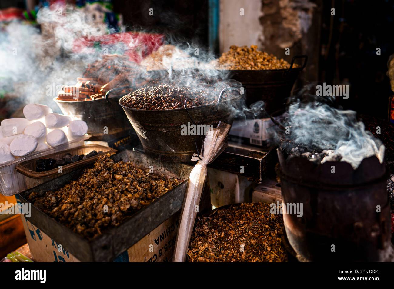 A spice stall at a traditional Arabic market in the medina of Sfax ...