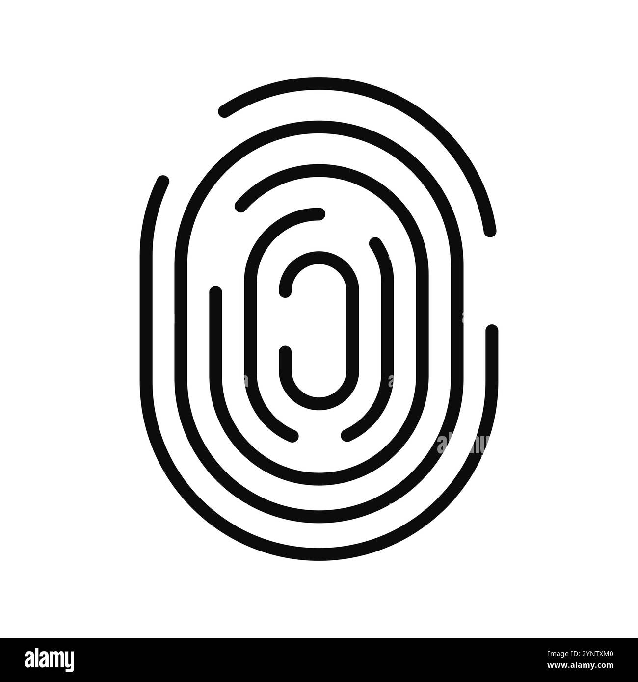 Finger print icon biometric id, unique scan, line signature on white background. Touch id ...