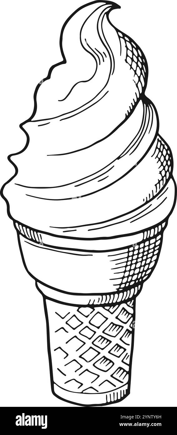 Soft ice cream swirl sketch. Tasty summer food Stock Vector Image & Art ...