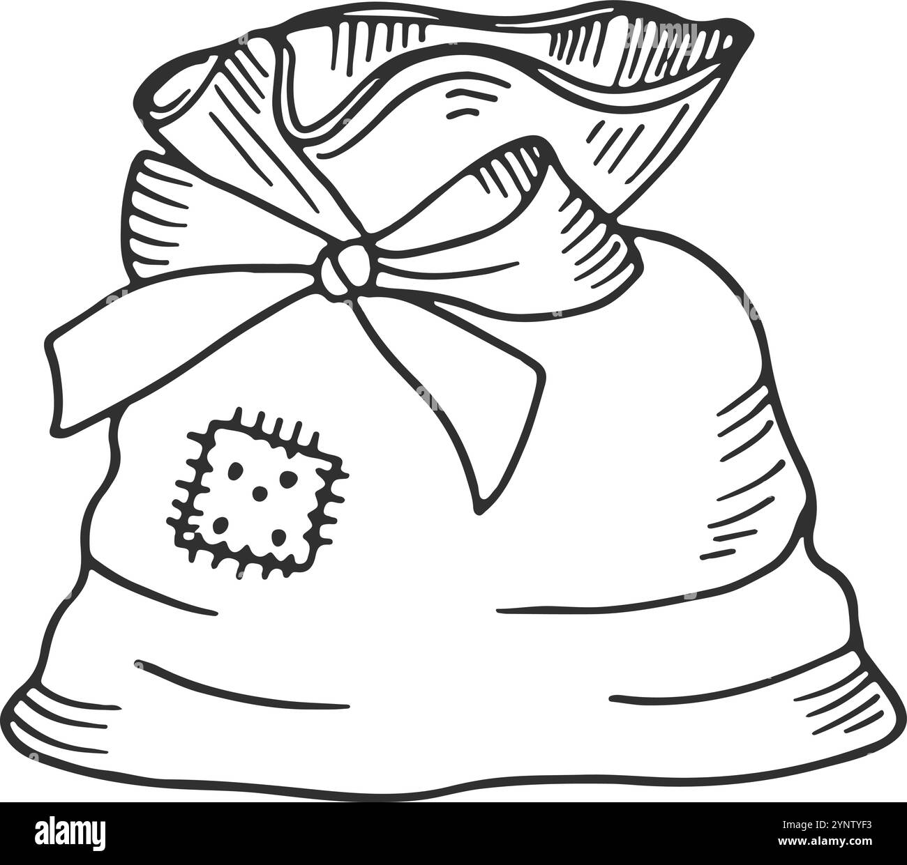Gift bag doodle. Santa sack sketch drawing isolated on white background ...