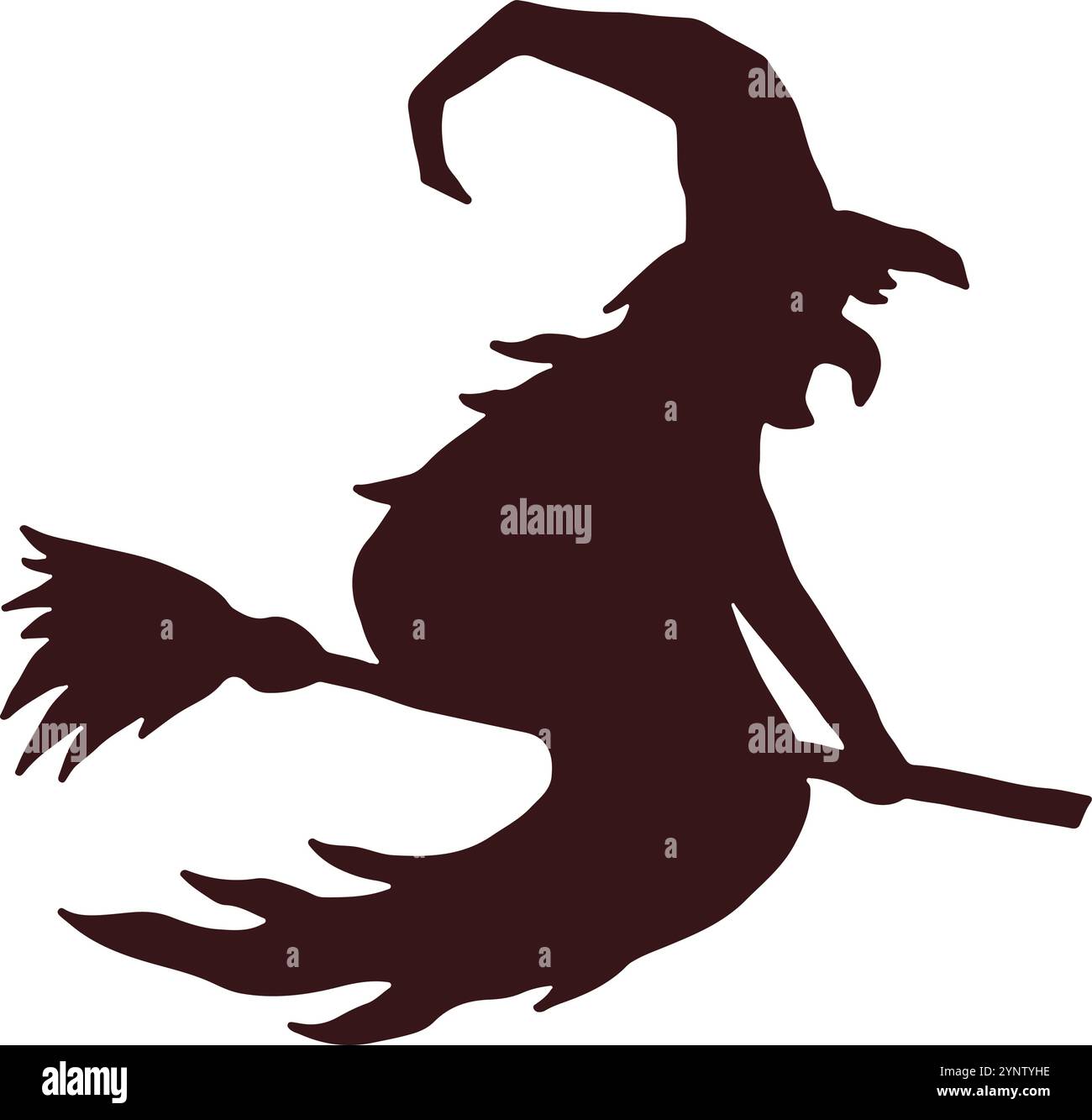Witch flight black silhouette. Scary woman on broom Stock Vector Image ...