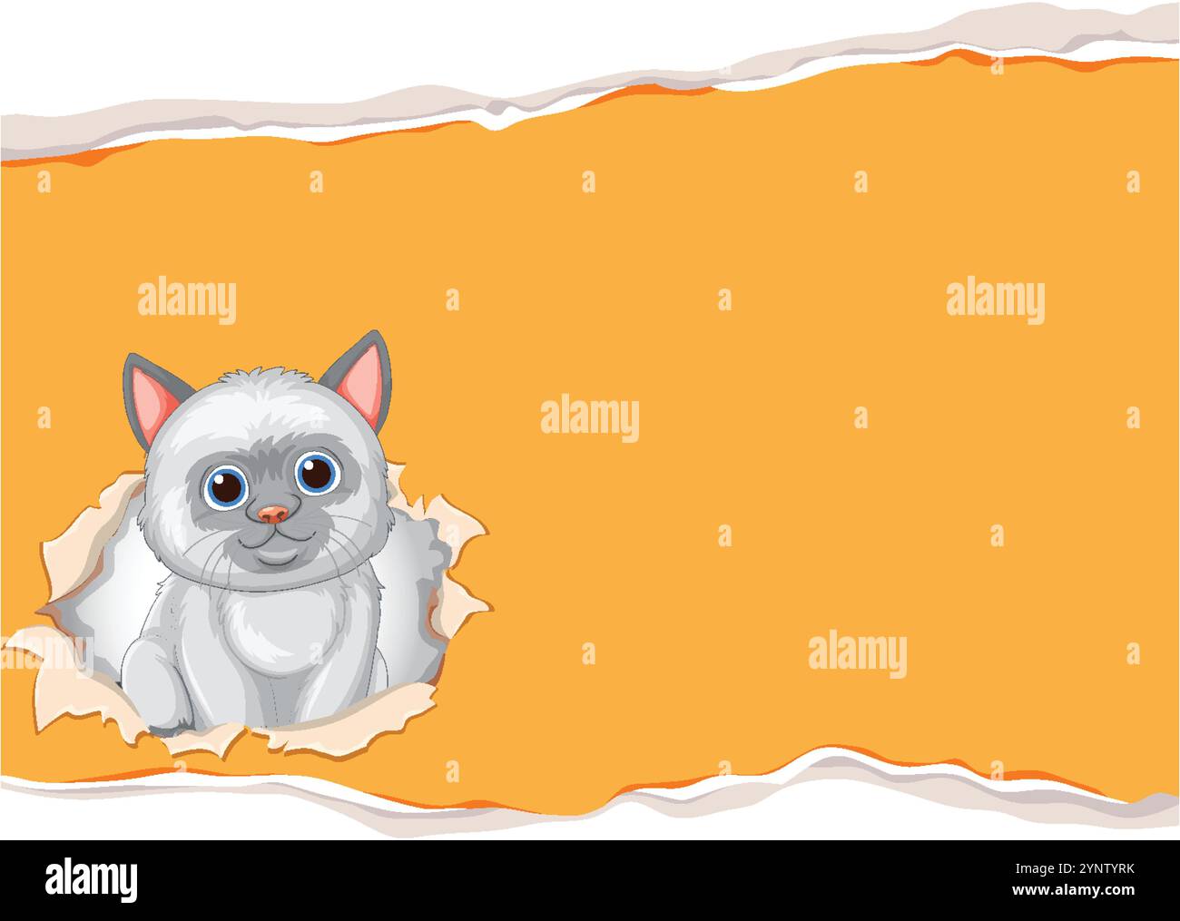 Adorable cat peeking through torn paper frame Stock Vector Image & Art ...