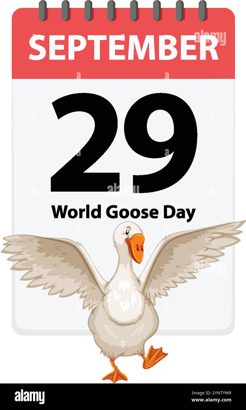Illustration of a goose with a calendar date Stock Vector Image & Art ...