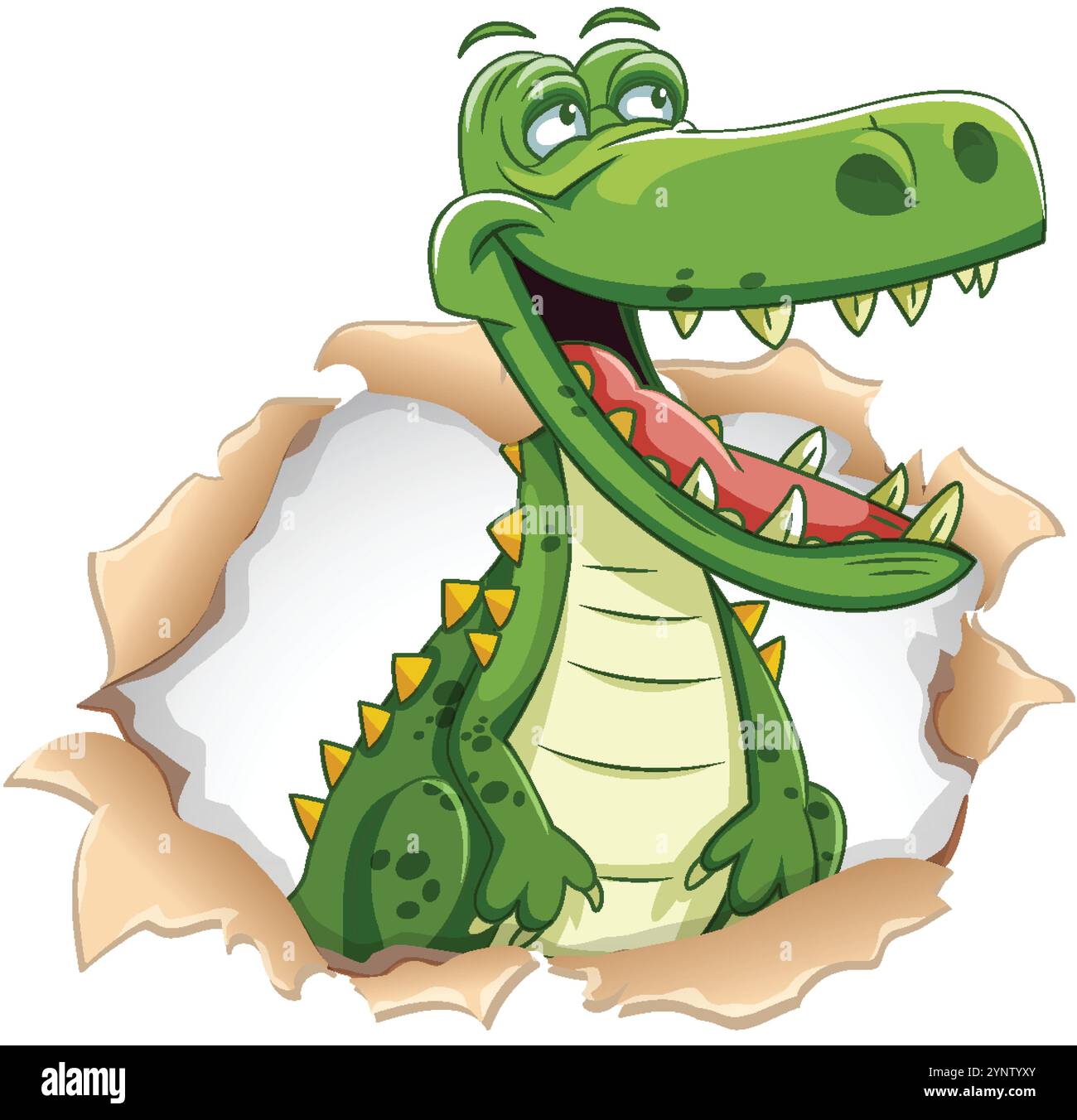 Smiling crocodile emerging from a torn paper wall Stock Vector Image ...