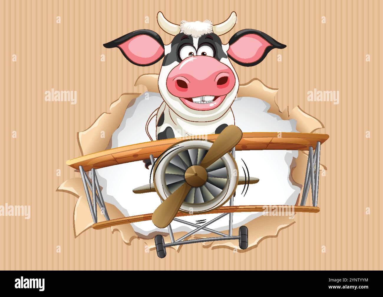Cartoon cow flying a vintage airplane Stock Vector Image & Art - Alamy