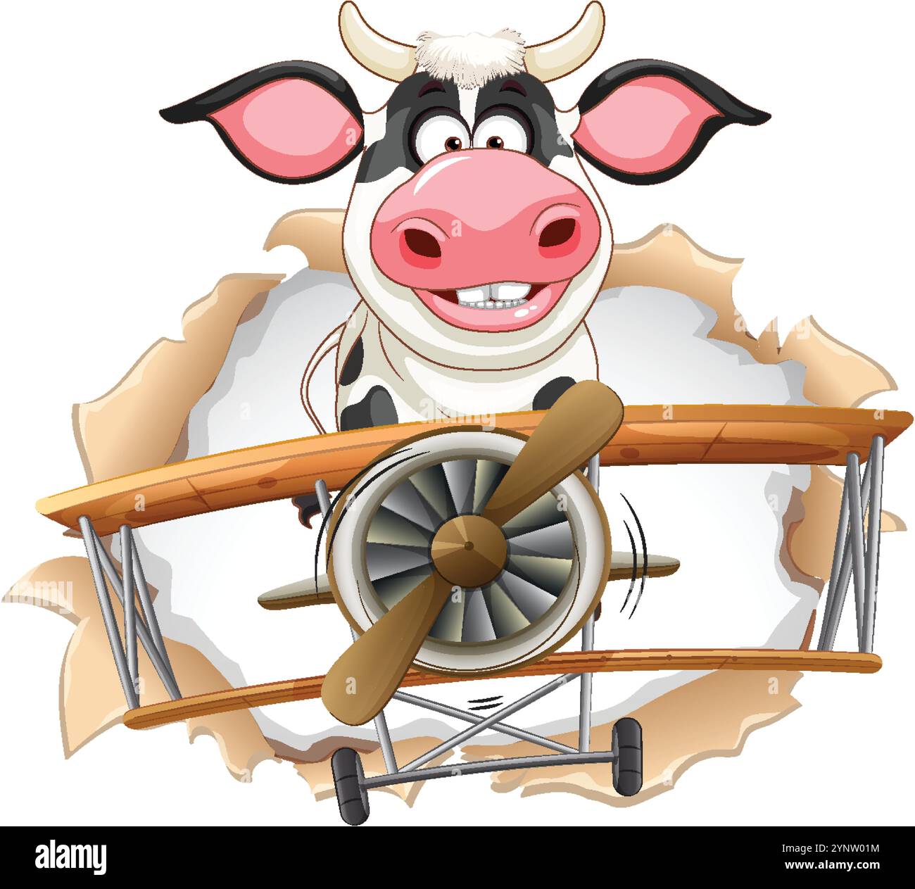 A cartoon cow flying a vintage airplane Stock Vector Image & Art - Alamy
