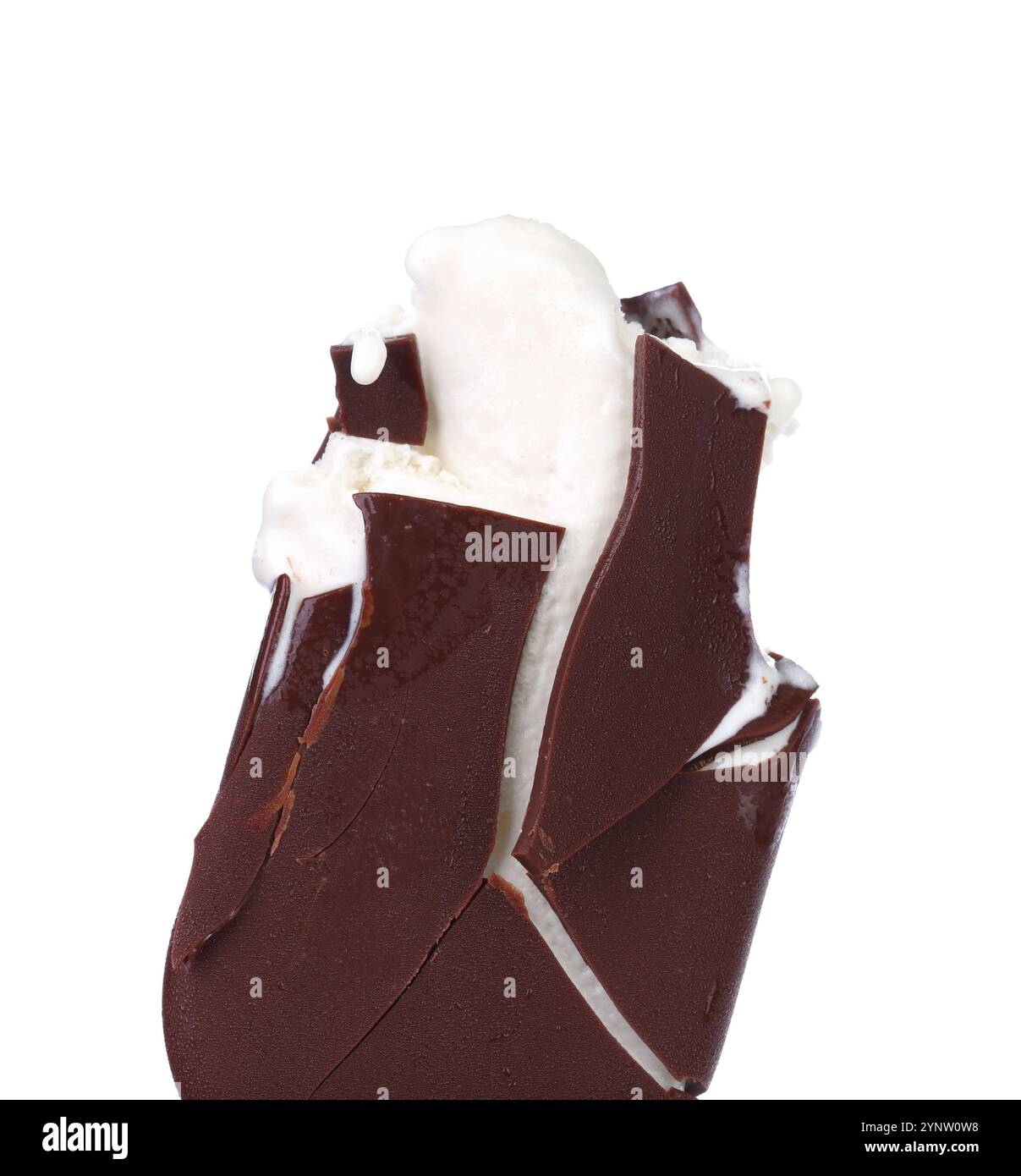 Bitten chocolate vanilla ice cream. White background Stock Photo - Alamy