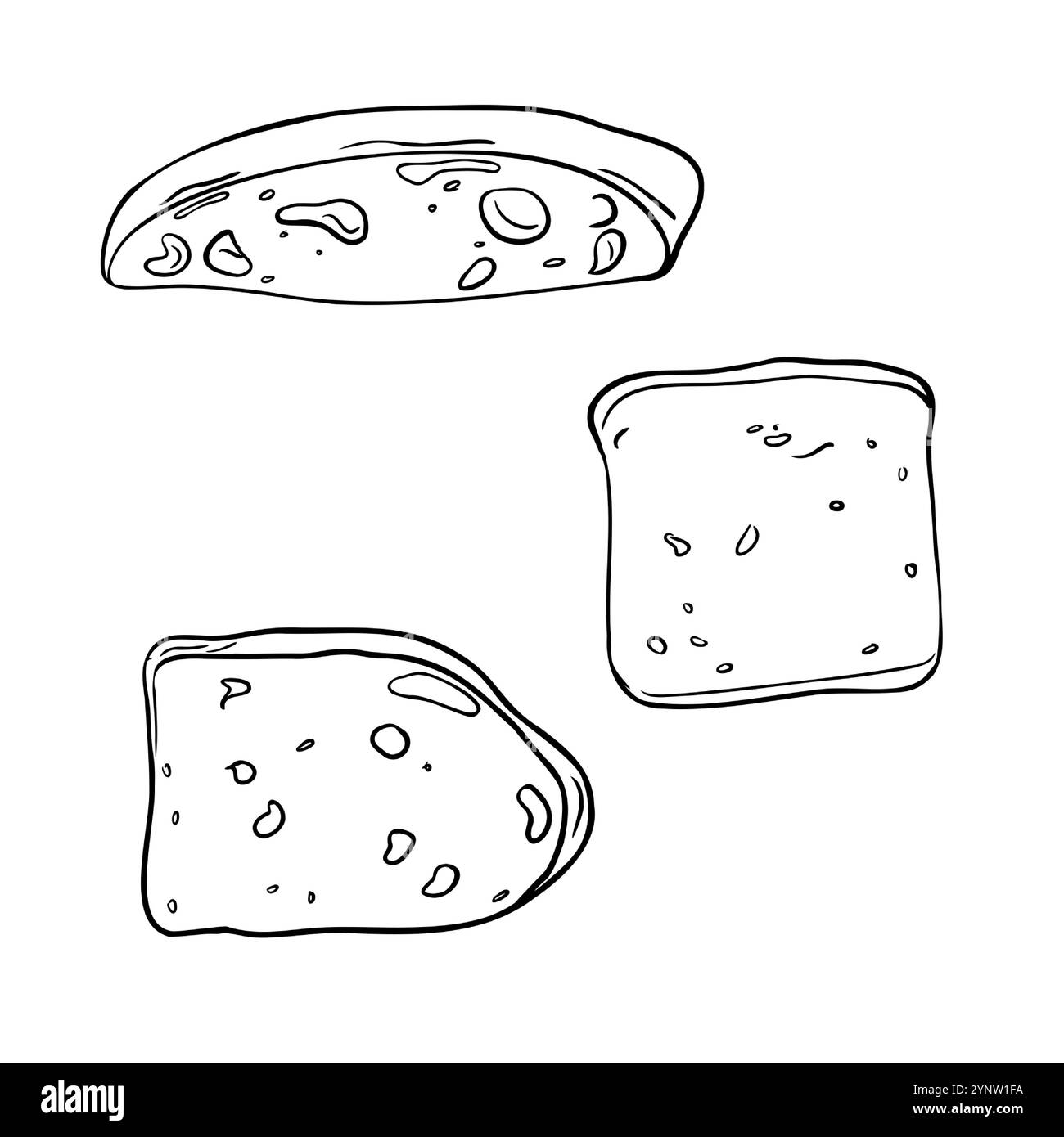 Three bread slices: ciabatta, rustic country bread, and classic toast ...