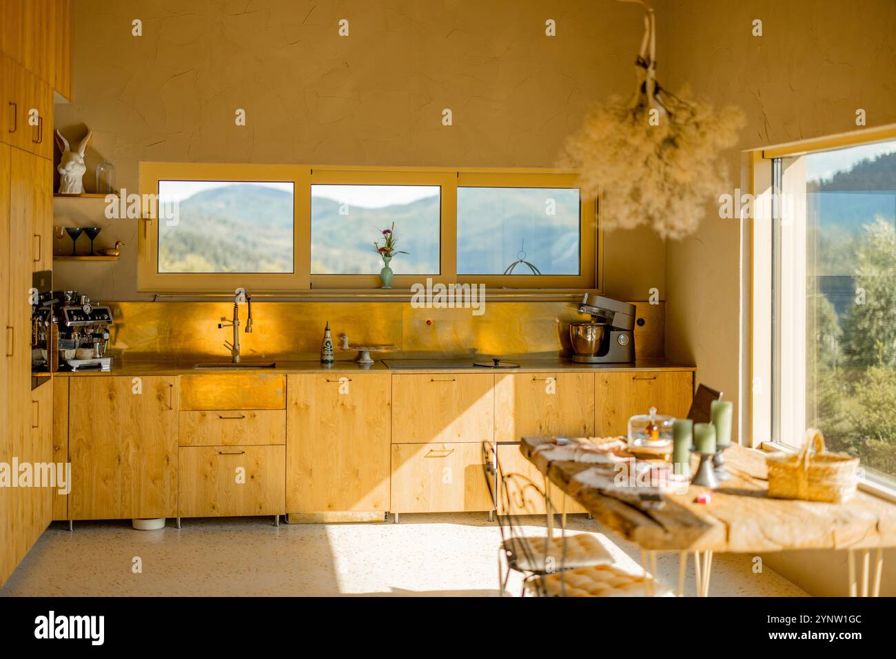 Cozy Kitchen with Scenic Views Stock Photo - Alamy