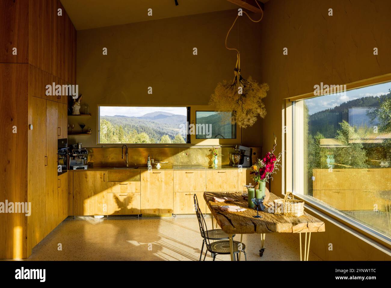 Cozy Kitchen with Scenic Views Stock Photo - Alamy