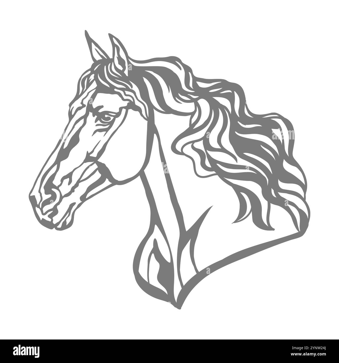 Horse portrait illustration stencil template vector illustration Stock ...